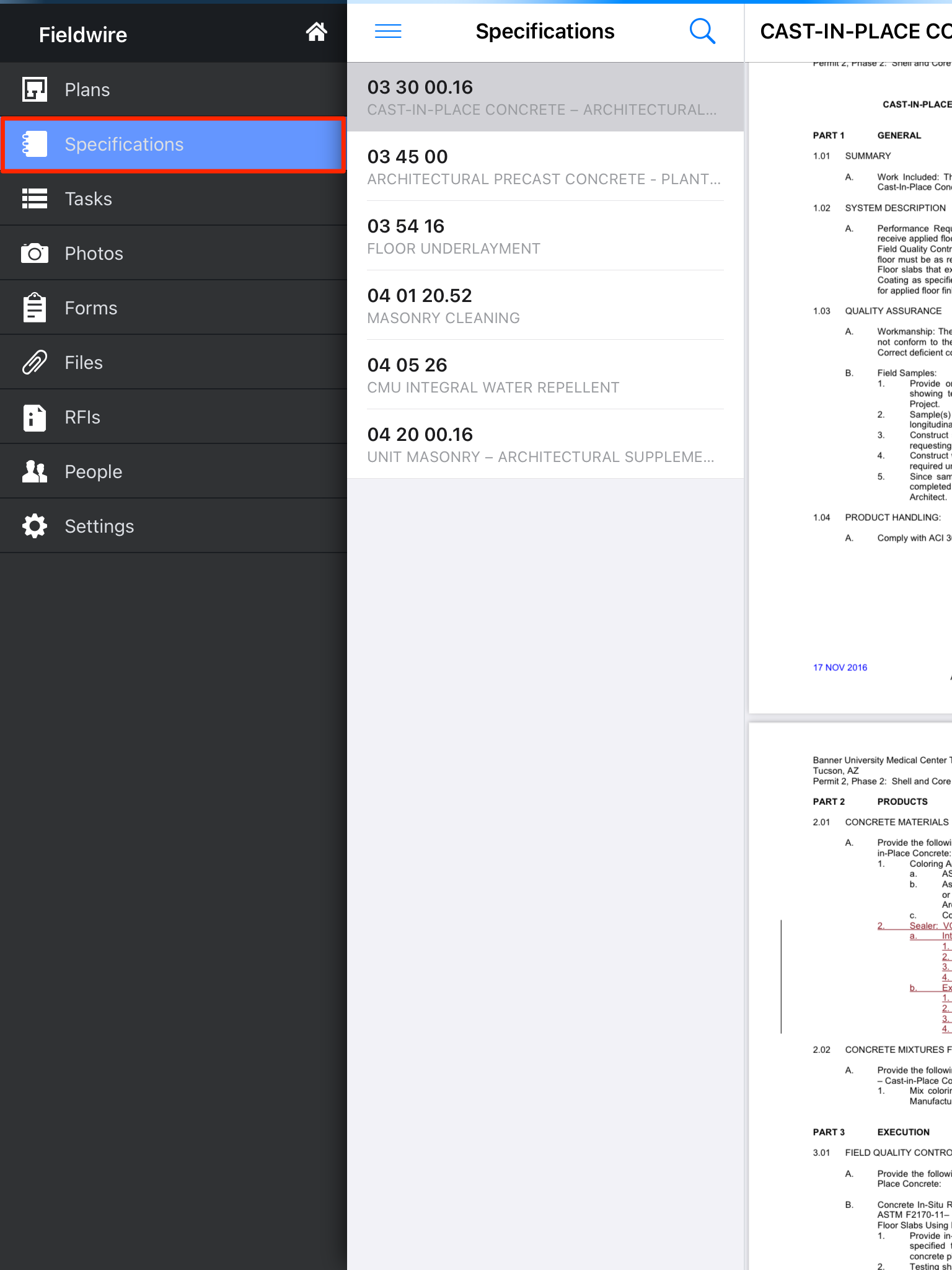 Introduction to Specifications in Fieldwire – Knowledge Base