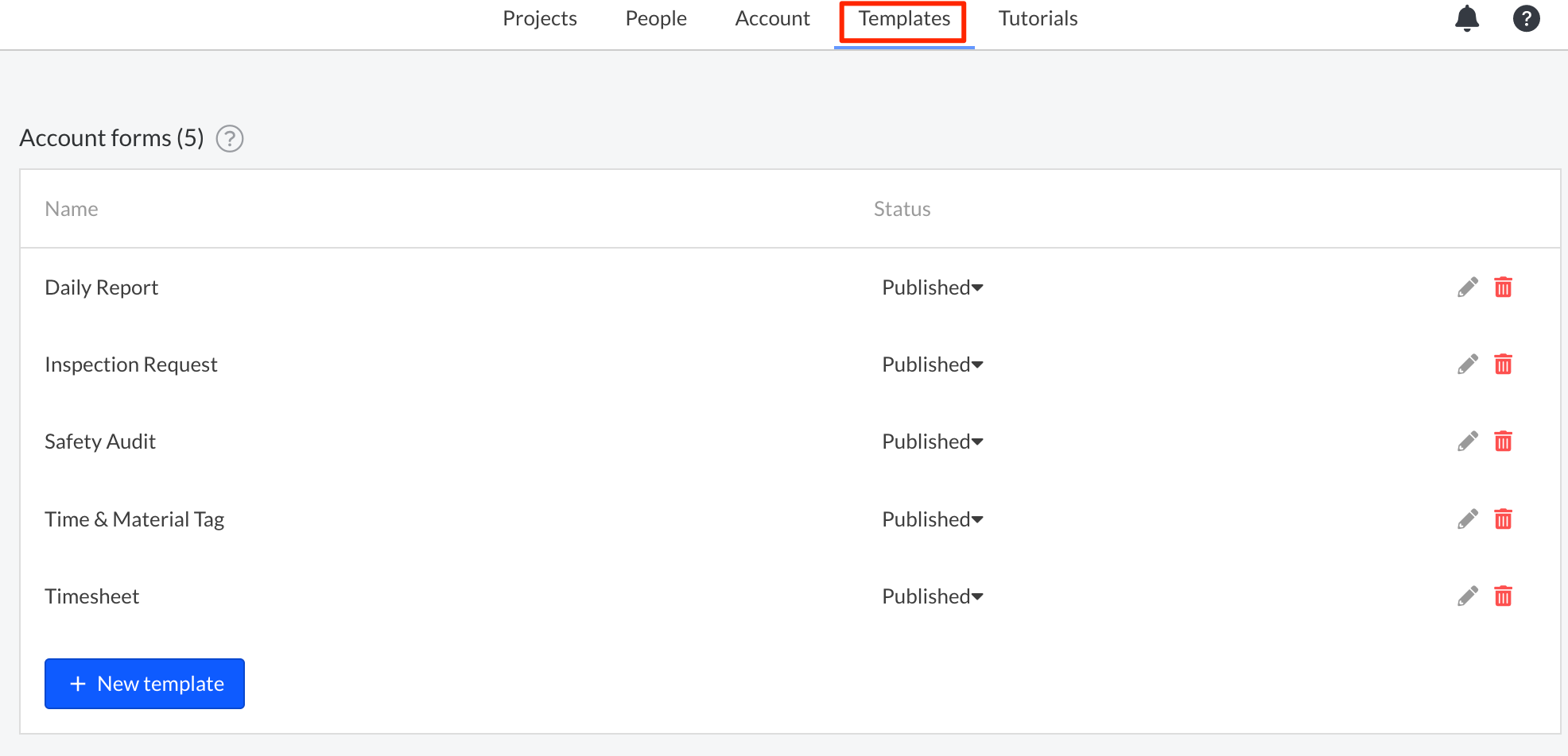 Account Form Templates Knowledge Base
