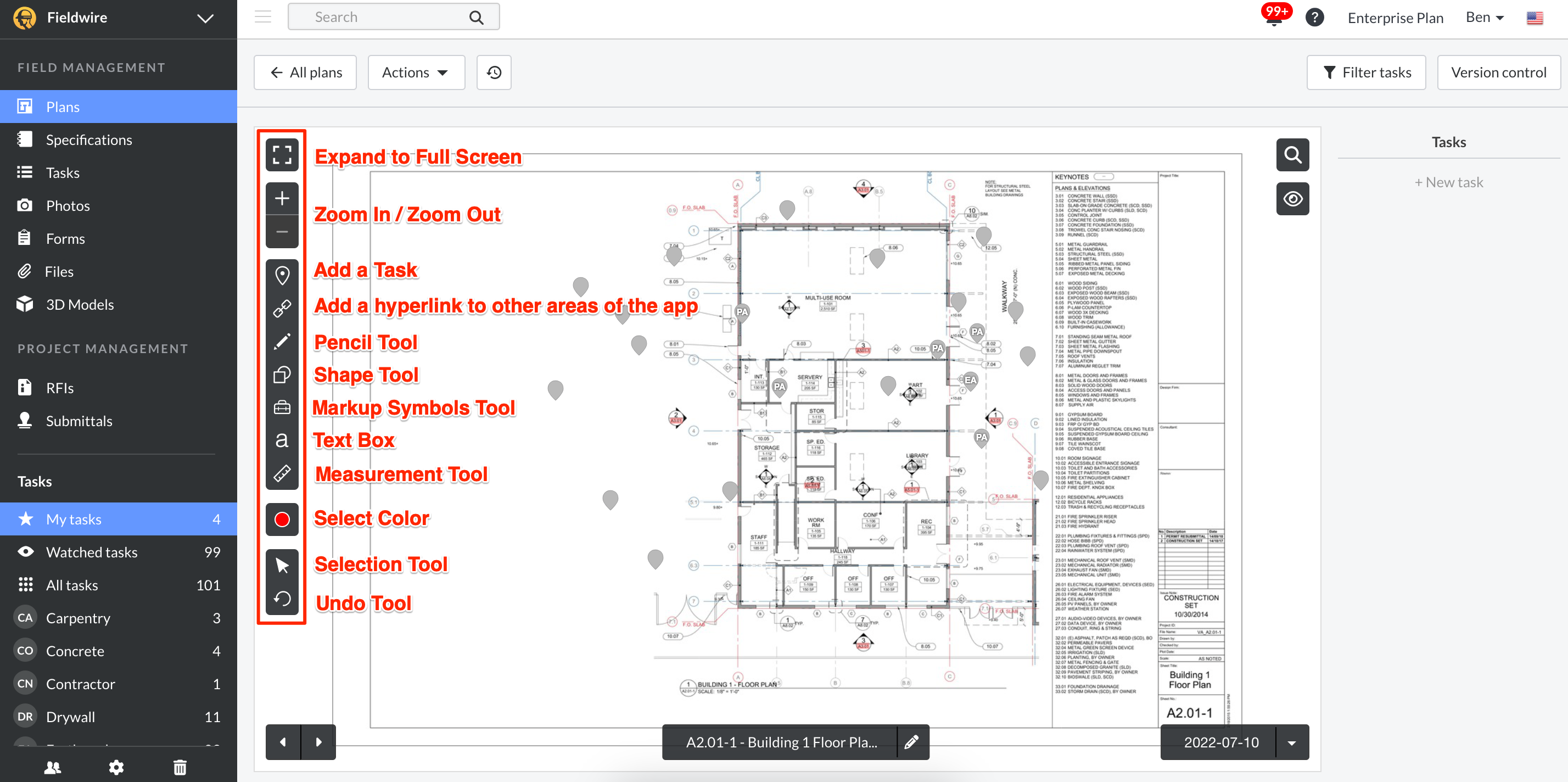 How to use the Single Plan View and Markup Tools (Web) – Knowledge Base