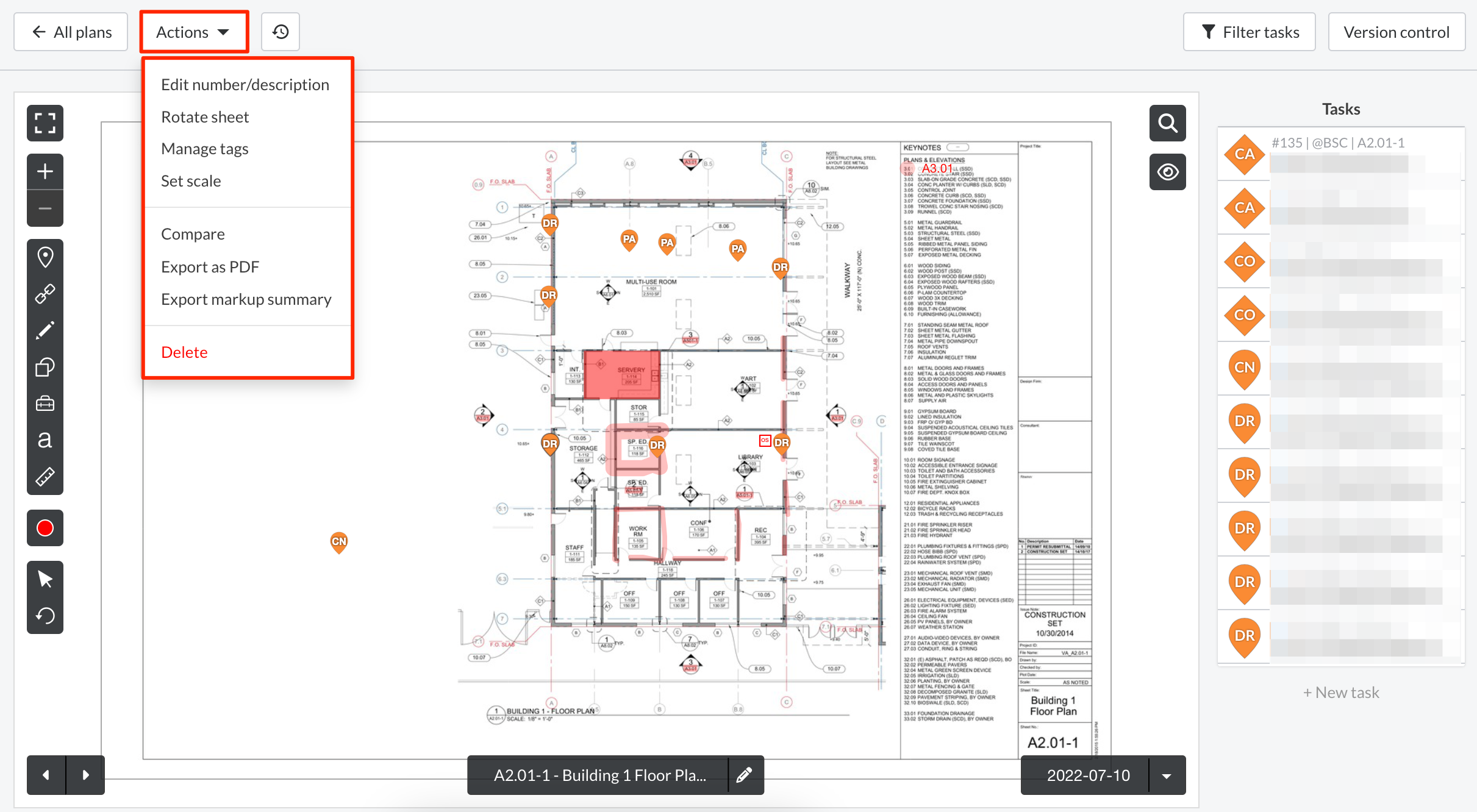 How to use the Single Plan View and Markup Tools (Web) – Knowledge Base