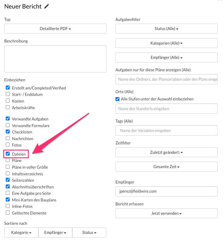 Q&A: Wie kann ich Dateien in meinen ausführlichen Bericht aufnehmen ...