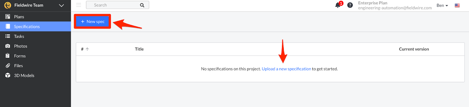 Introduction to Specifications in Fieldwire – Knowledge Base
